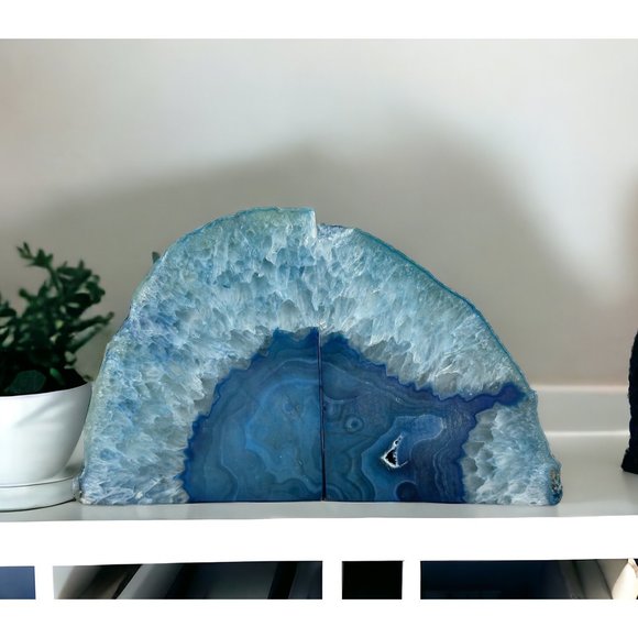 Accents | Agate Geode Bookends Natural Cut Stone 2 Pieces Rustic ...